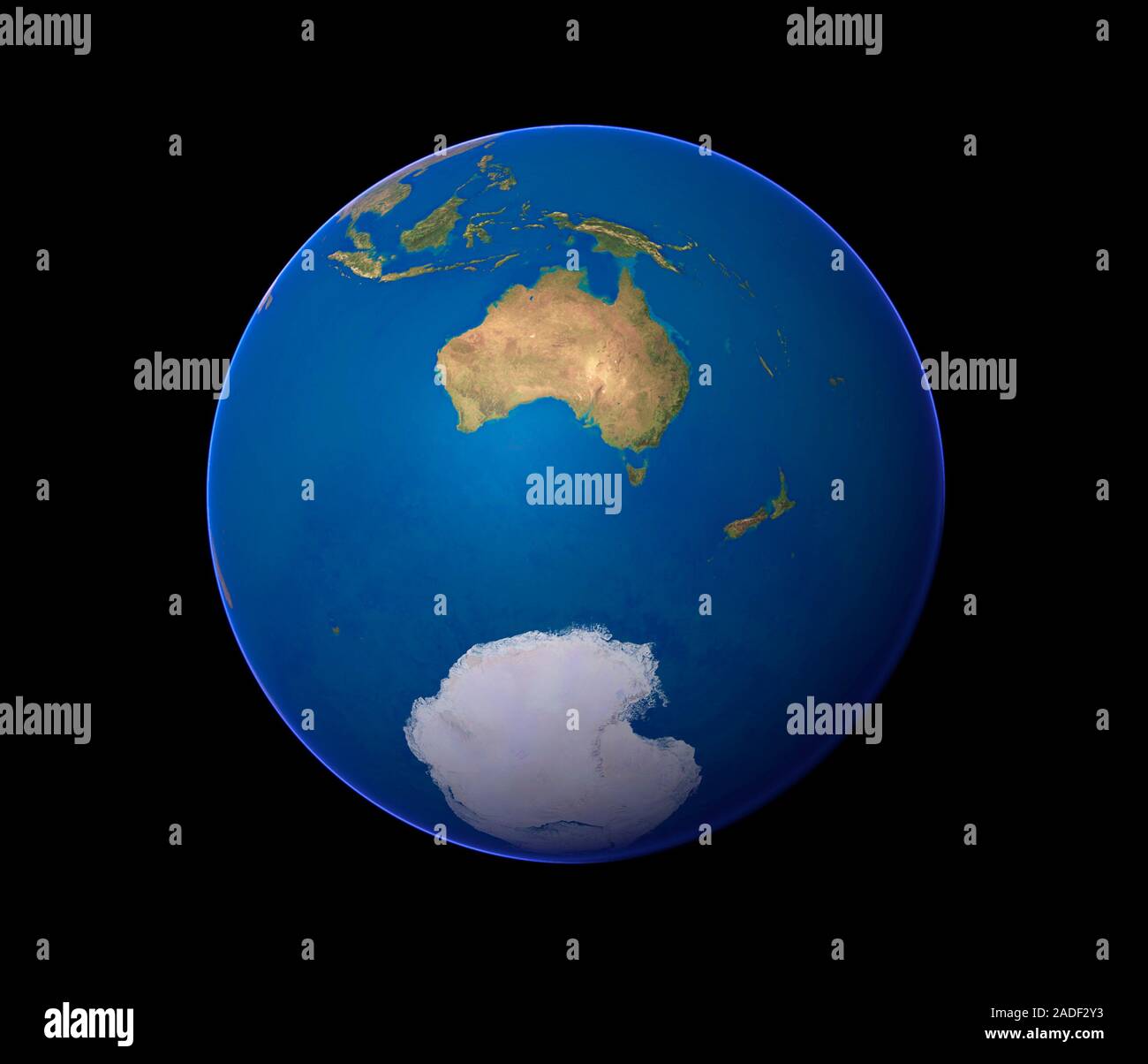 Earth from space. Cloudless satellite image of the Earth centred on the ...