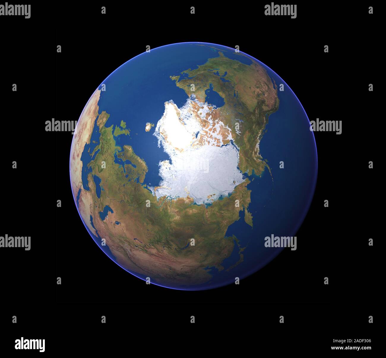 Northern hemisphere. Satellite image of the northern hemisphere of the ...