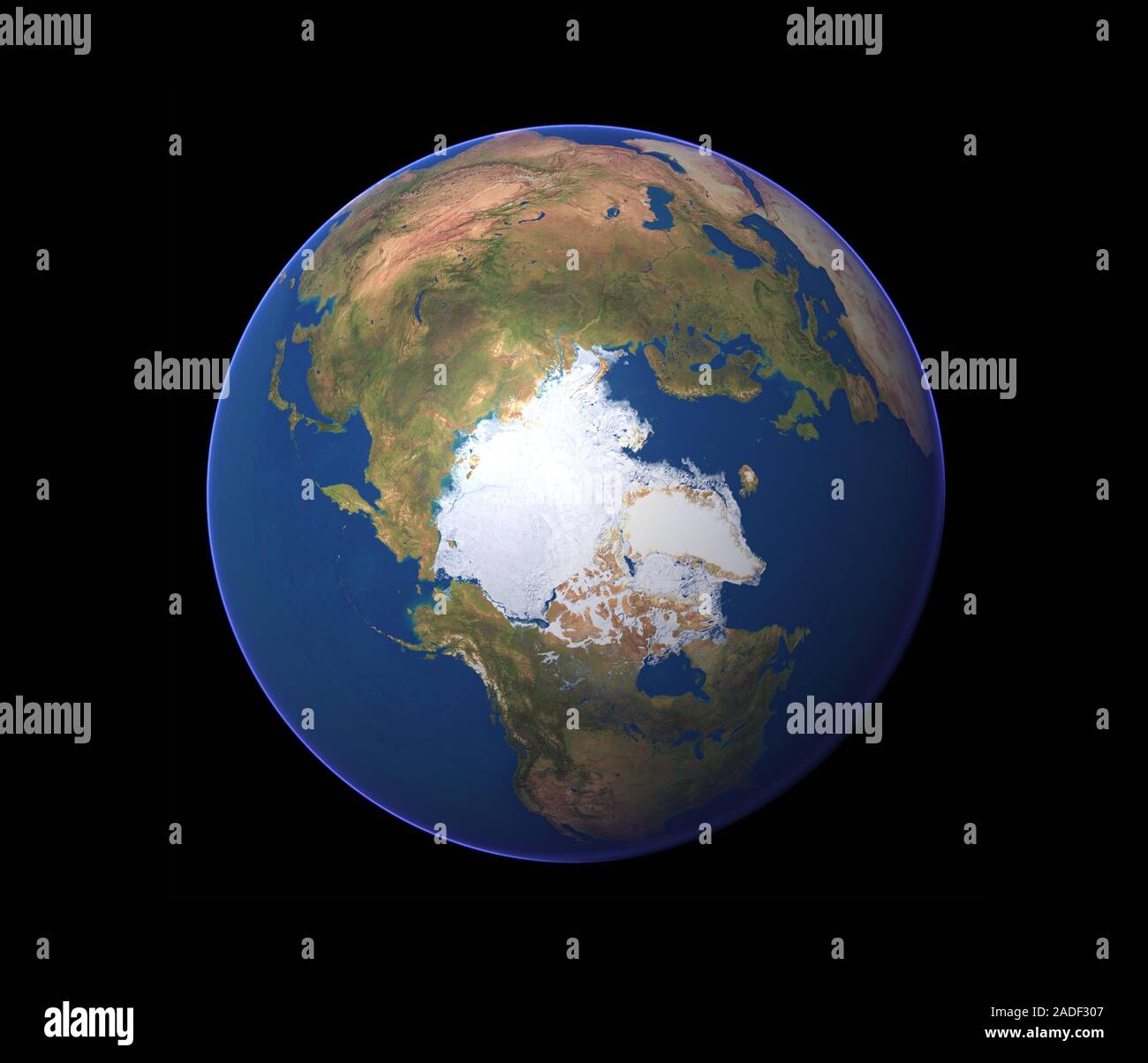 Northern hemisphere. Satellite image of the northern hemisphere of the ...
