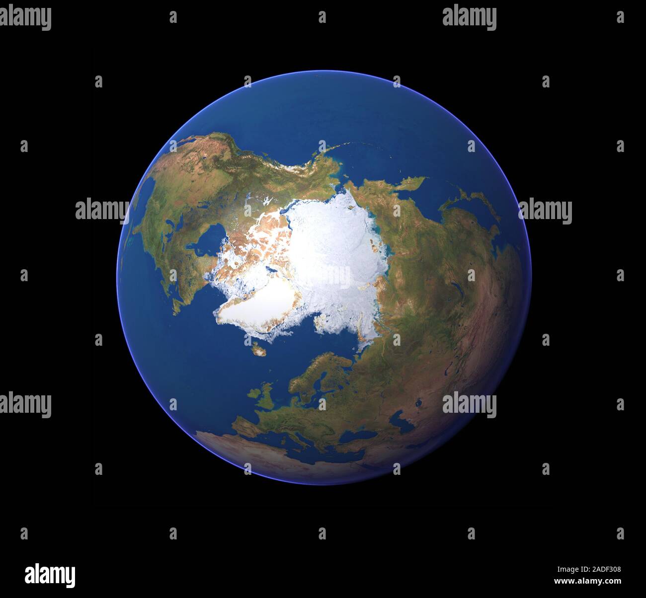 Northern hemisphere. Satellite image of the northern hemisphere of the ...