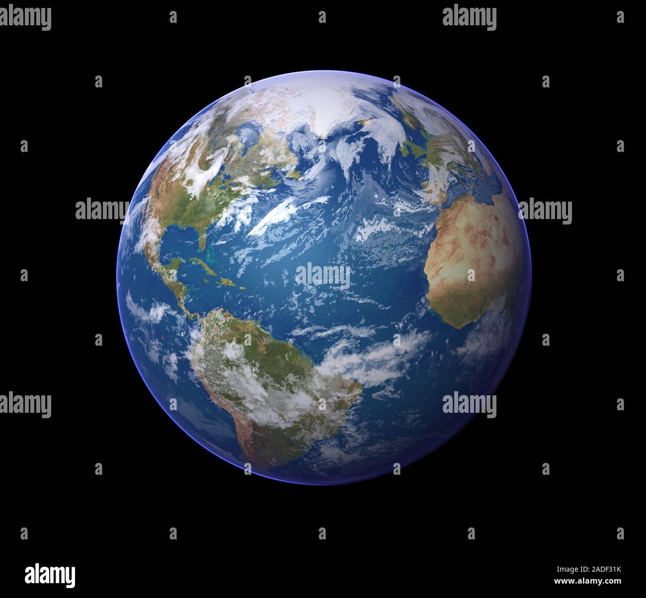 Earth. Satellite image of the Earth, centred on the northern Atlantic ...