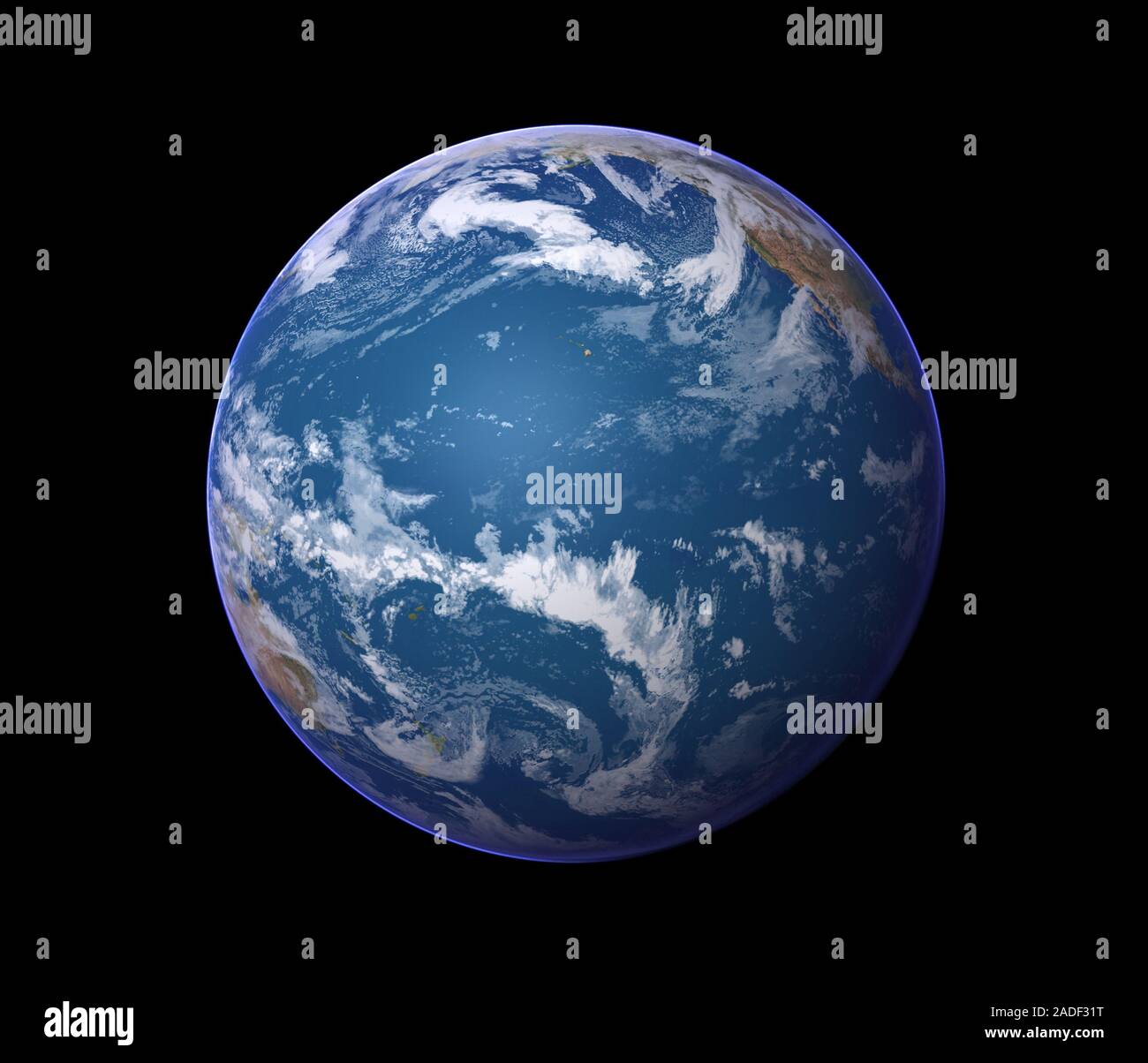 Earth. Satellite image of the Earth, centred on the Pacific Ocean ...