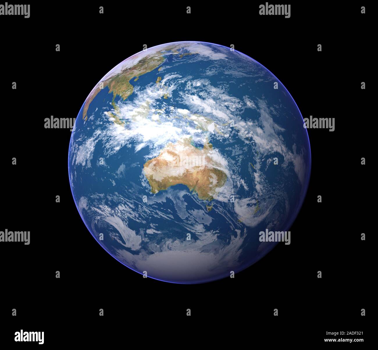 Earth. Satellite image of the Earth, centred on Australia. North is at ...