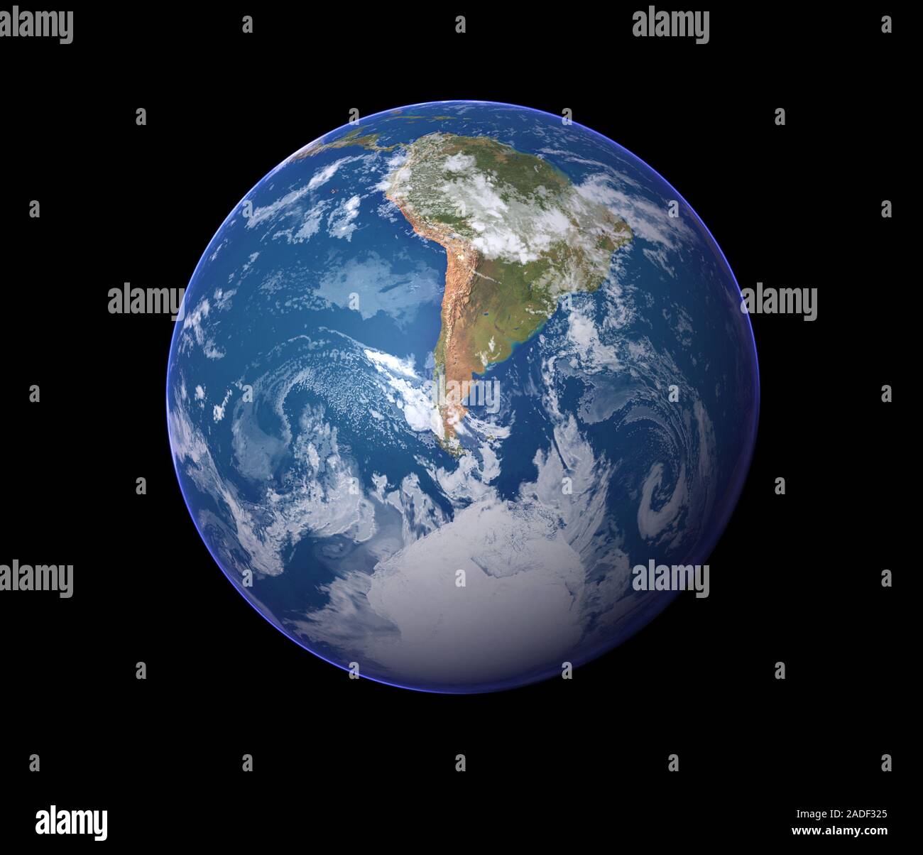 Earth. Satellite image of the Earth, centred on southern South America ...
