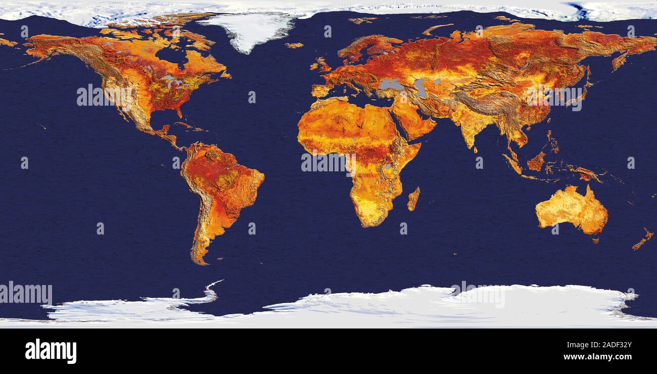 Earth. Coloured satellite image of the Earth, centred on Africa. The ...