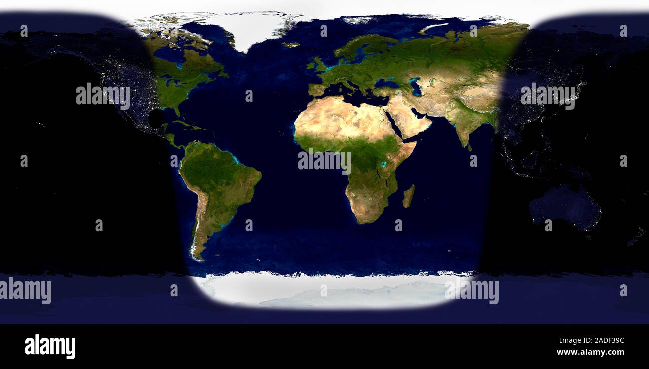 Day and night on Earth. Composite satellite image of the whole Earth ...