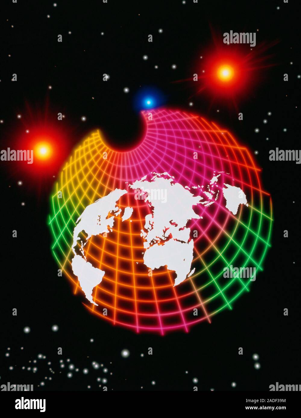 Abstract computer graphics composite illustration of a projection map ...