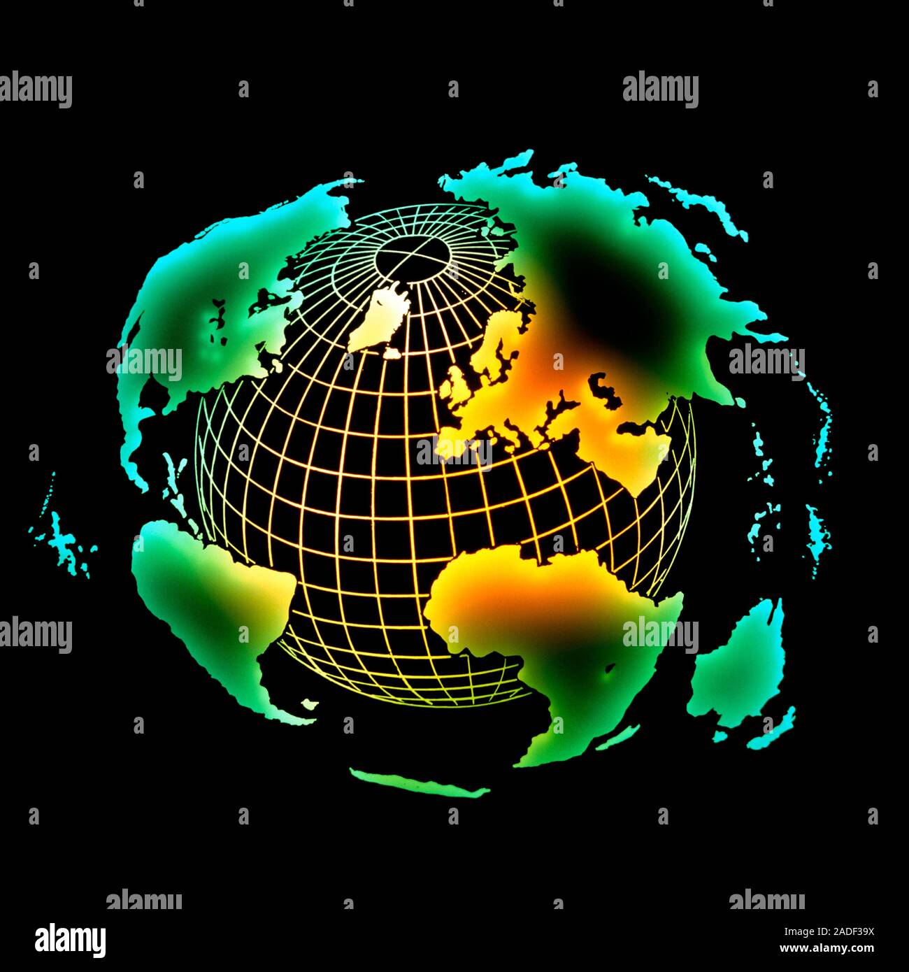 Artwork of Earth, with the landmasses separated from the globe of the ...