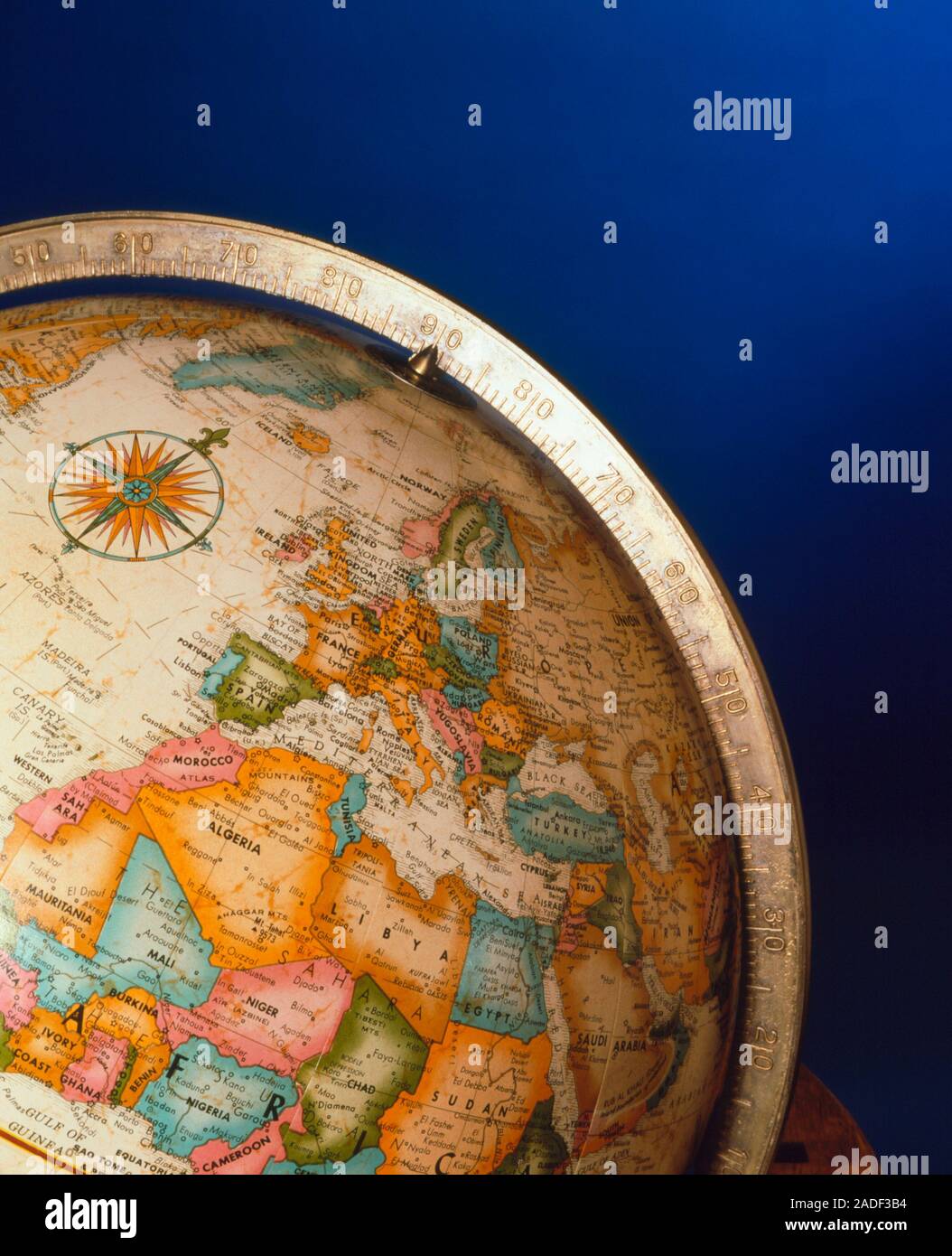 Earth Globe. Part of an Earth globe, centred on Europe and Africa ...