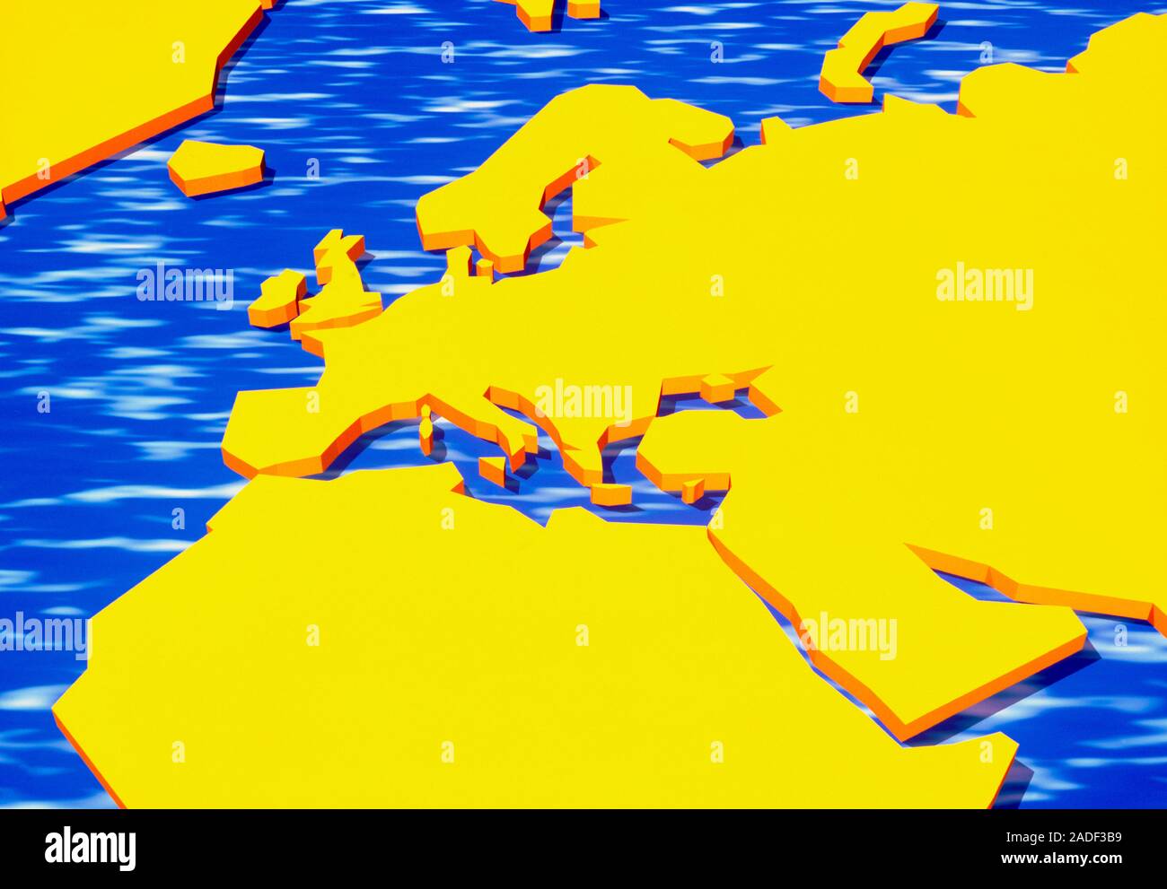 Europe. Computer artwork of Europe (upper centre). Europe is separated ...