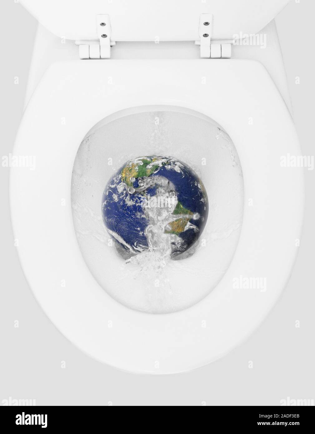 Wasting water, conceptual image. Earth's water resources being wasted ...
