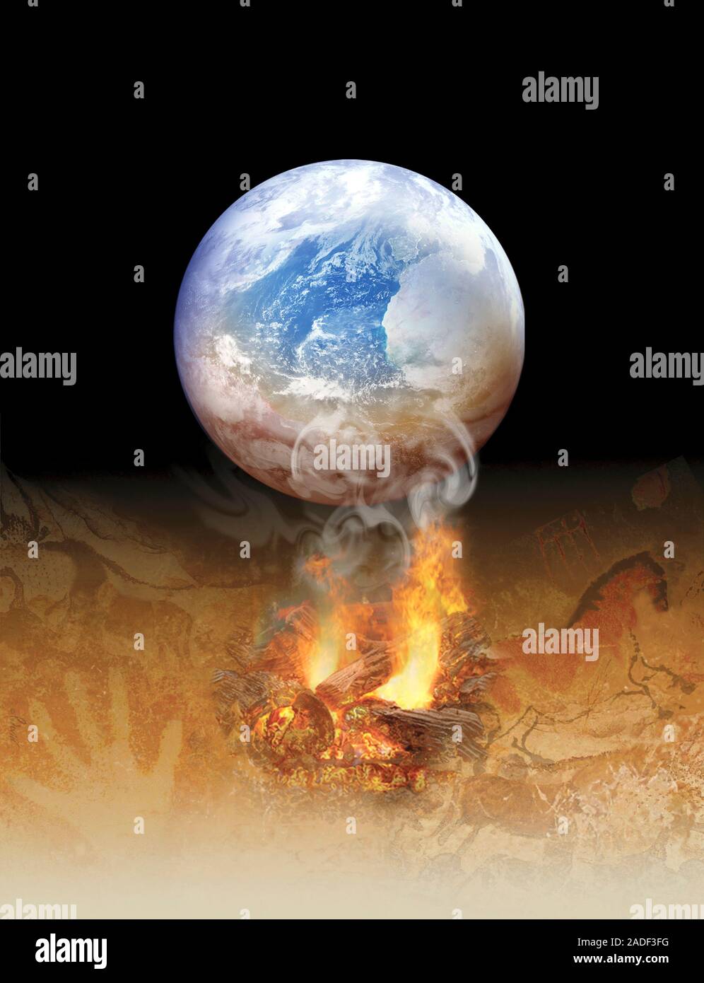 Global warming. Conceptual computer artwork of global warming, showing ...