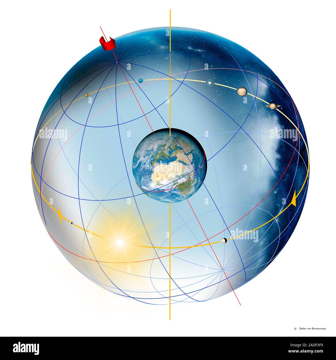 Earth's rotation. Computer artwork of the Earth, showing its rotation ...