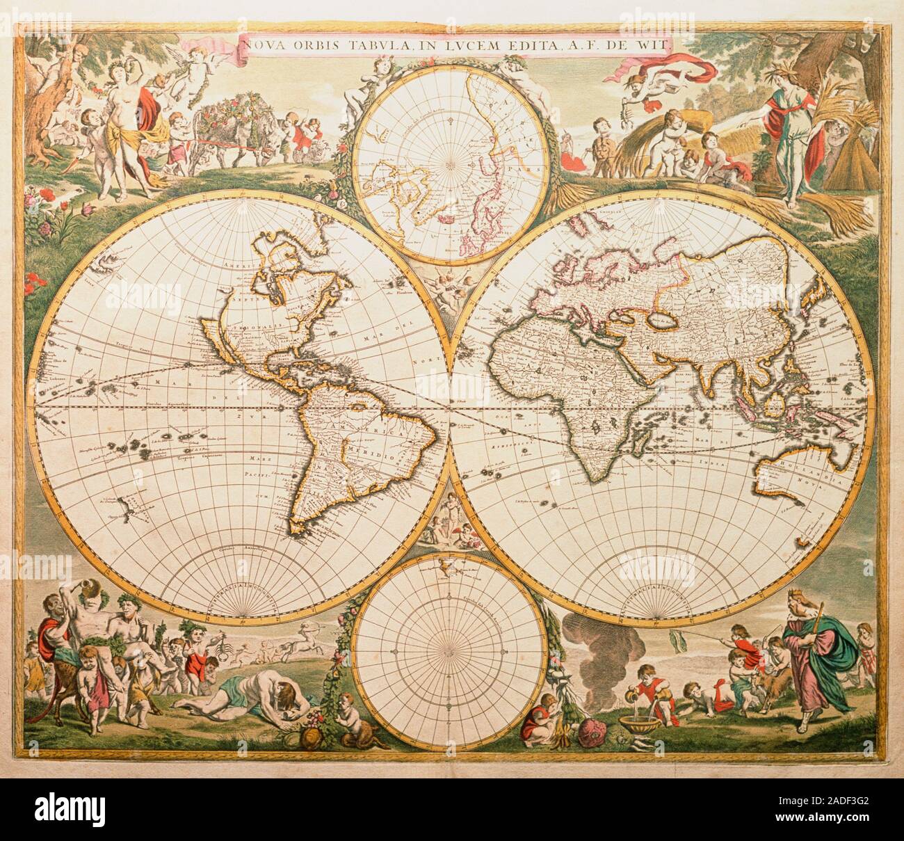 The known World in the late 17th Century. Map of the world taken from the World Atlas of ...
