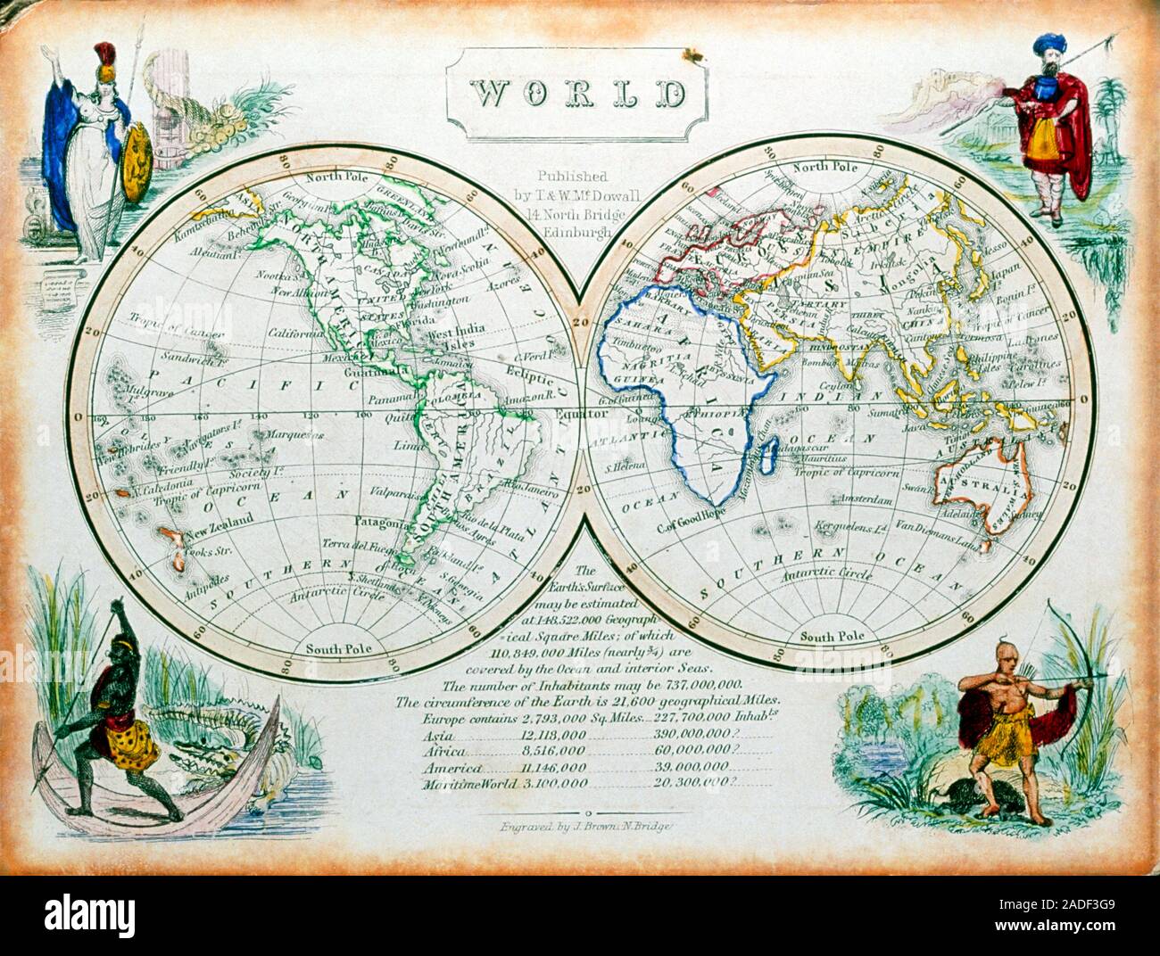 World atlas. Atlas of the world from the 19th century. The map at left ...