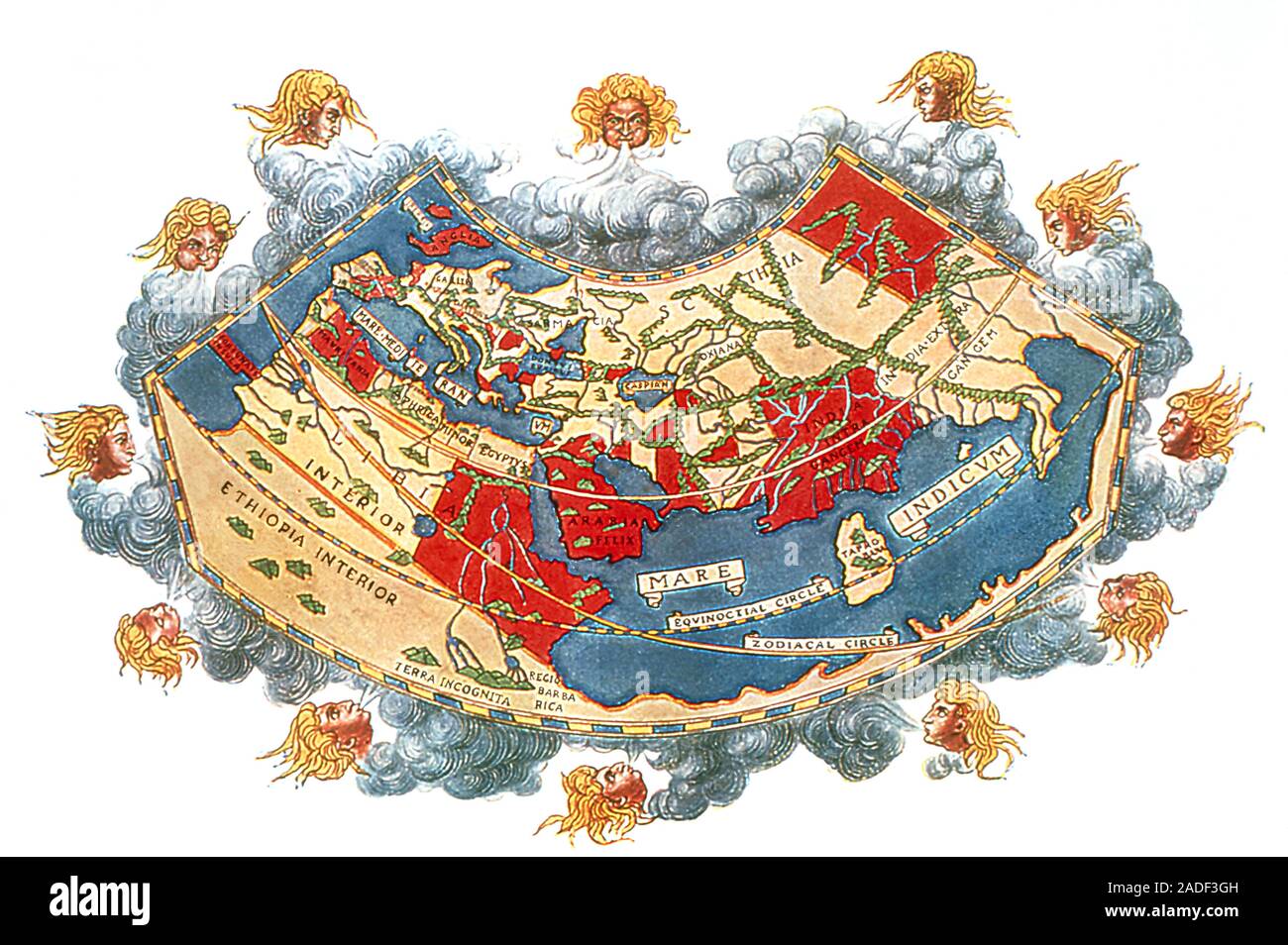 Ptolemy's world map. This copy is based on the first printed edition of ...