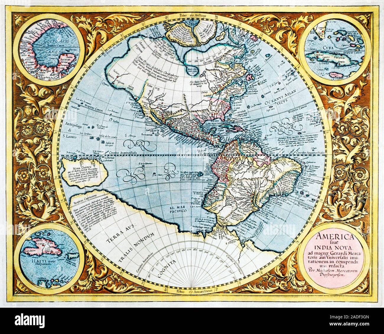 Western Hemisphere, 17th century Dutch map. This shows the New World ...