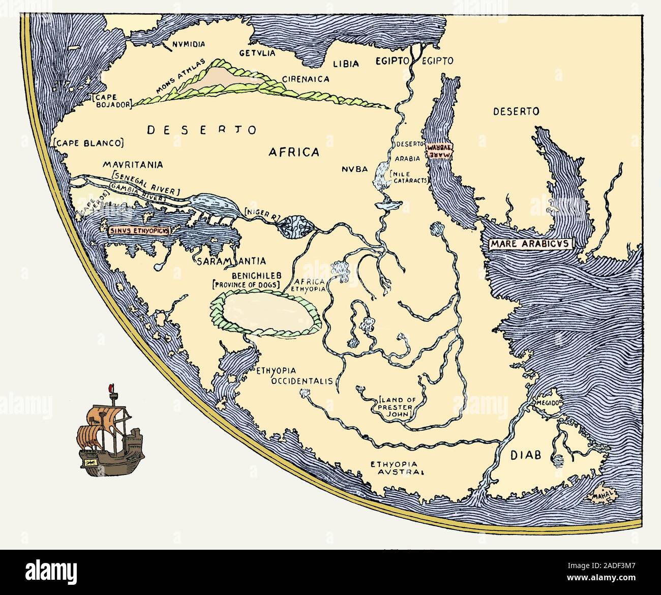 Africa, from Fra Mauro's Great Map of the World, 1457. Fra Mauro was a ...