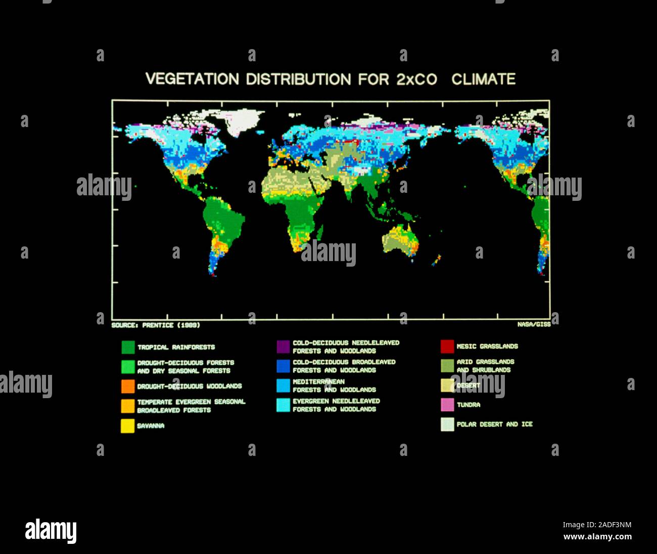 Computer-generated map of the World showing predicted global vegetation ...