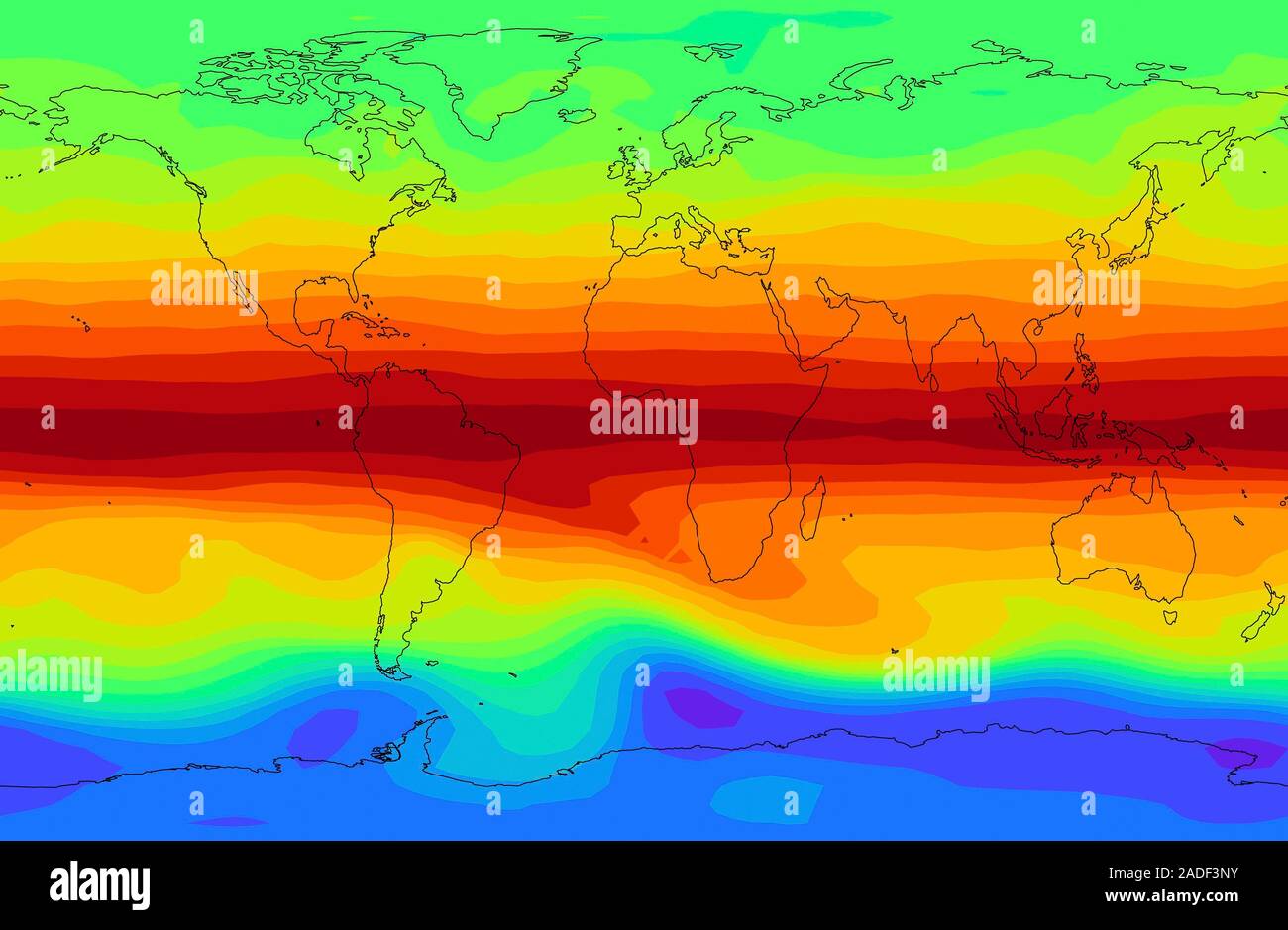Global methane concentration. Map showing the concentration of methane ...