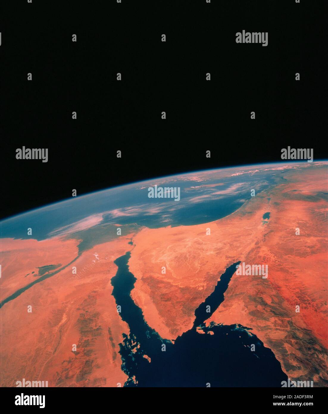 Shuttle photograph of the Sinai Peninsula (centre) showing parts of ...