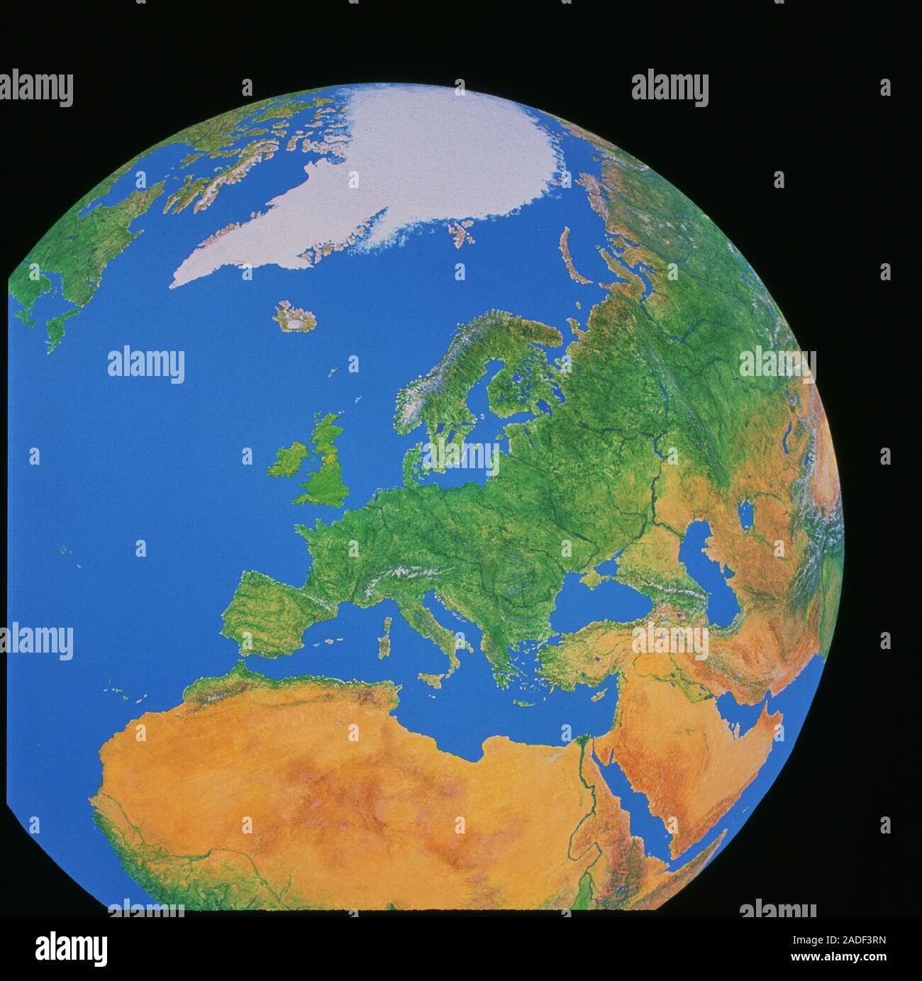 Partial image of the Earth centred on Europe and also showing North ...