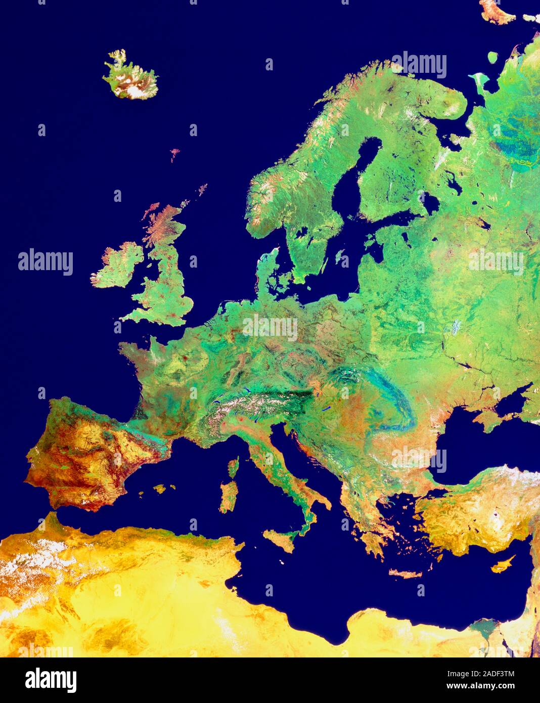 Europe from space. Coloured satellite view of Europe. This is a mosaic ...
