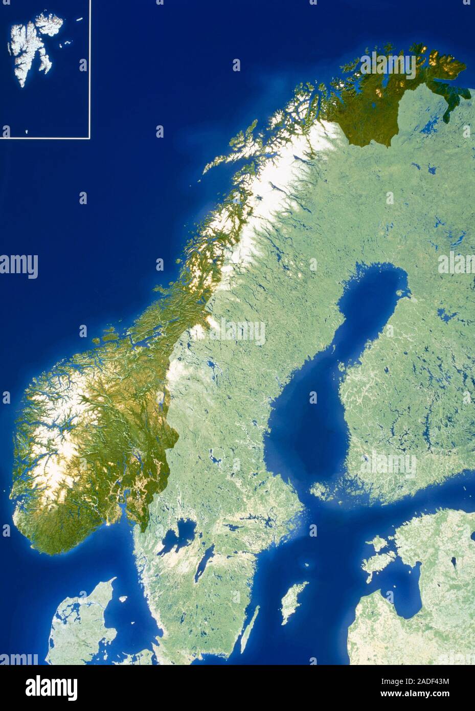 Scandinavia. True-colour satellite image of part of Scandinavia. North ...