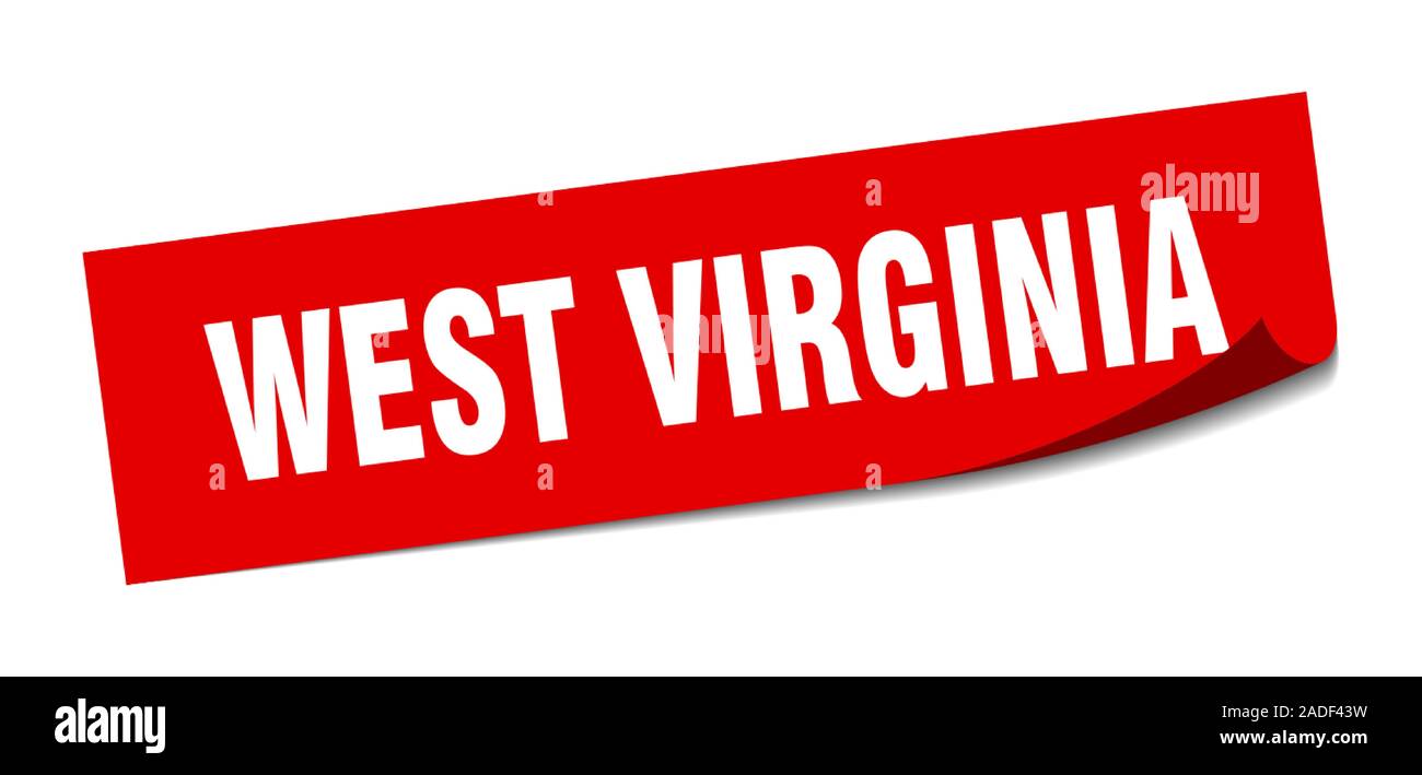 West Virginia sticker. West Virginia red square peeler sign Stock ...