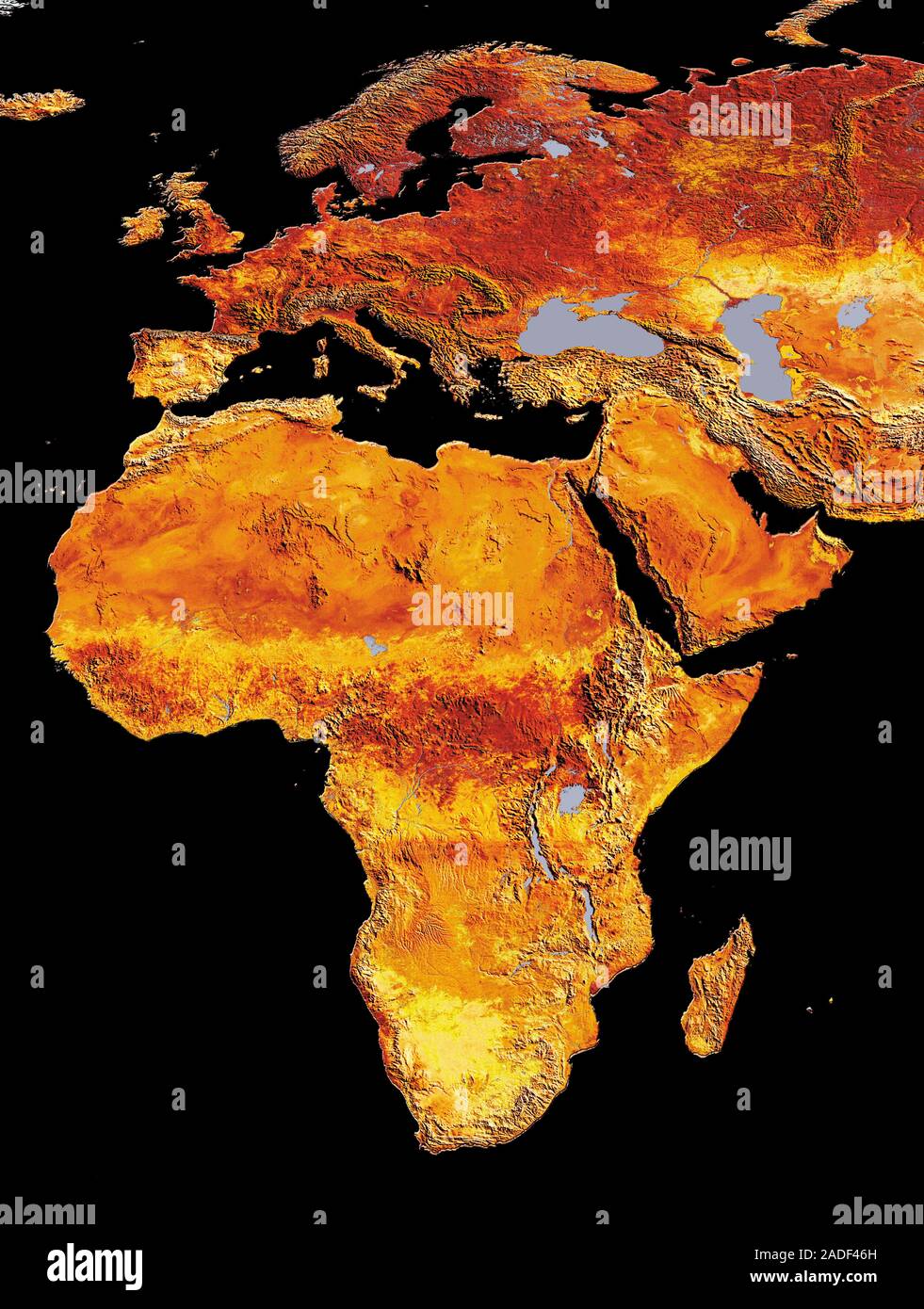 Africa and Europe. Coloured satellite image of Africa and Europe ...