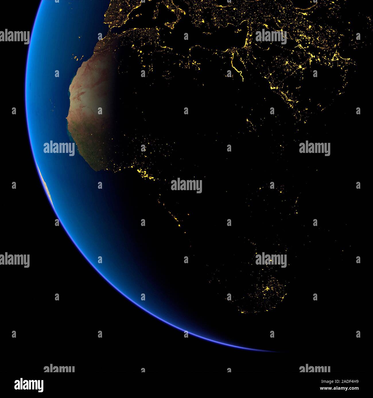 Africa at night. Satellite image of Africa at night Stock Photo - Alamy