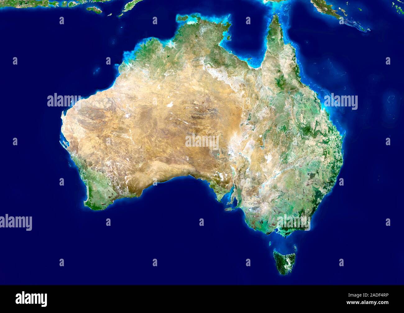 Australia, satellite image. North is at top. Australia is the world's ...