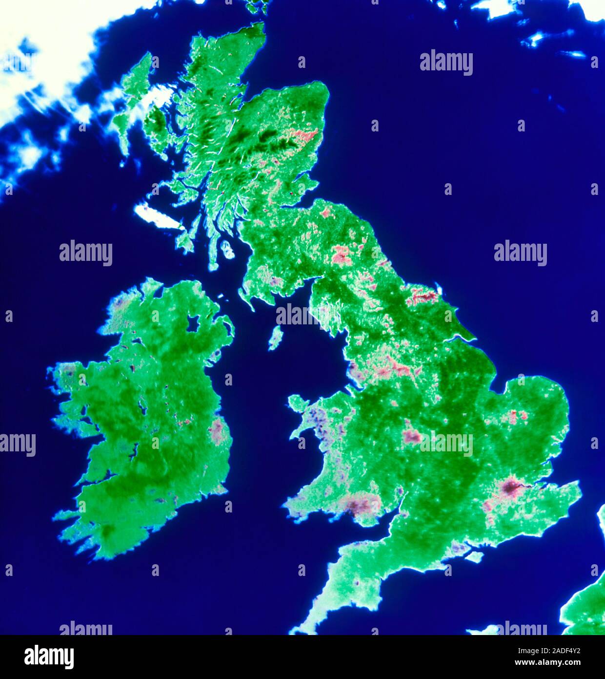 The British Isles seen from space. Coloured satellite image of the ...