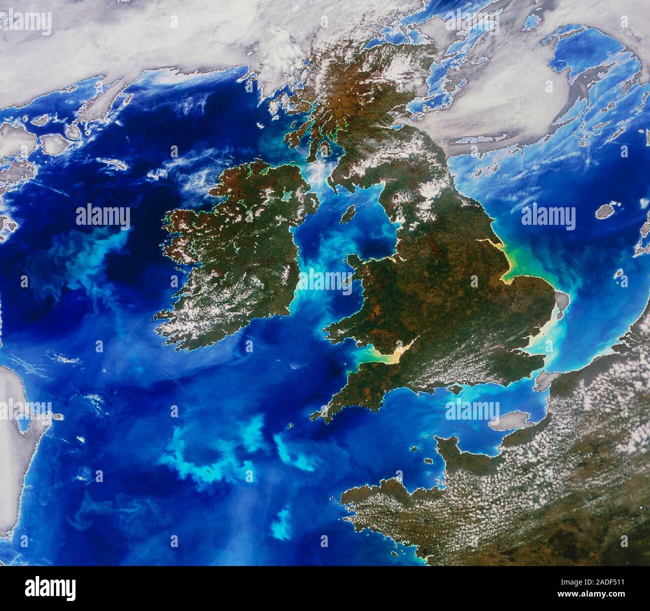 British Isles. Coloured satellite image of the British Isles, which ...
