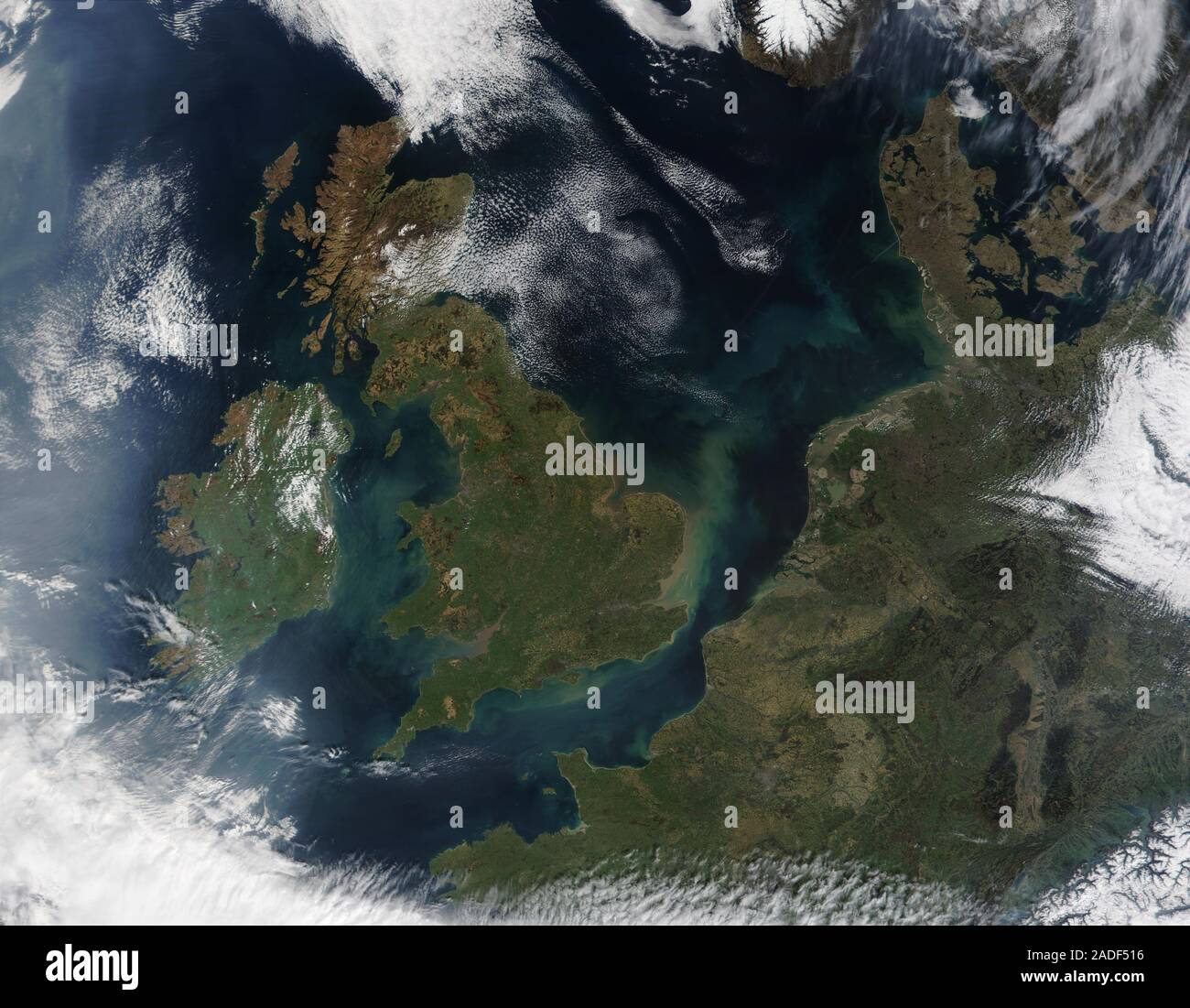 Great Britain and Ireland, satellite image. At right is part of ...