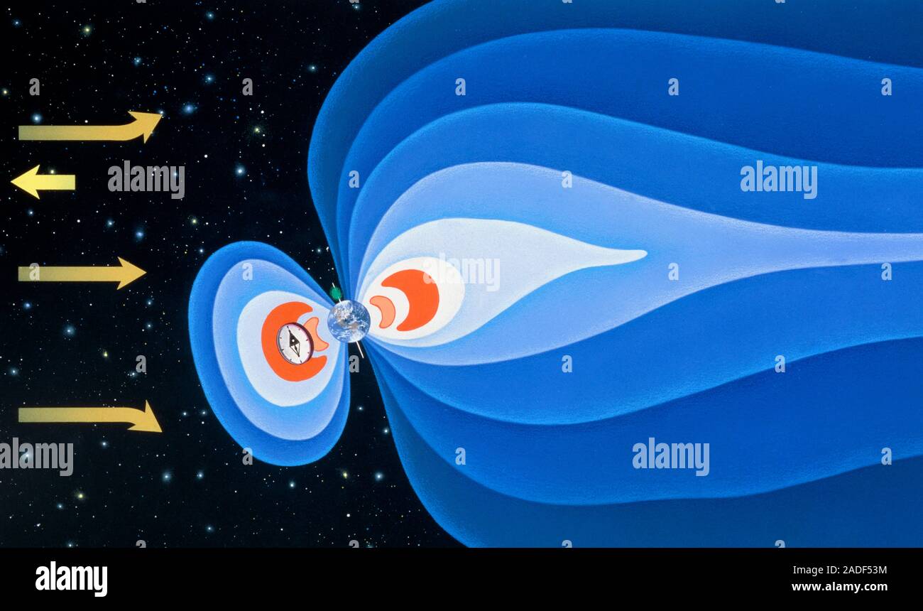 Magnetosphere. Artwork showing the interaction between the Earth's ...