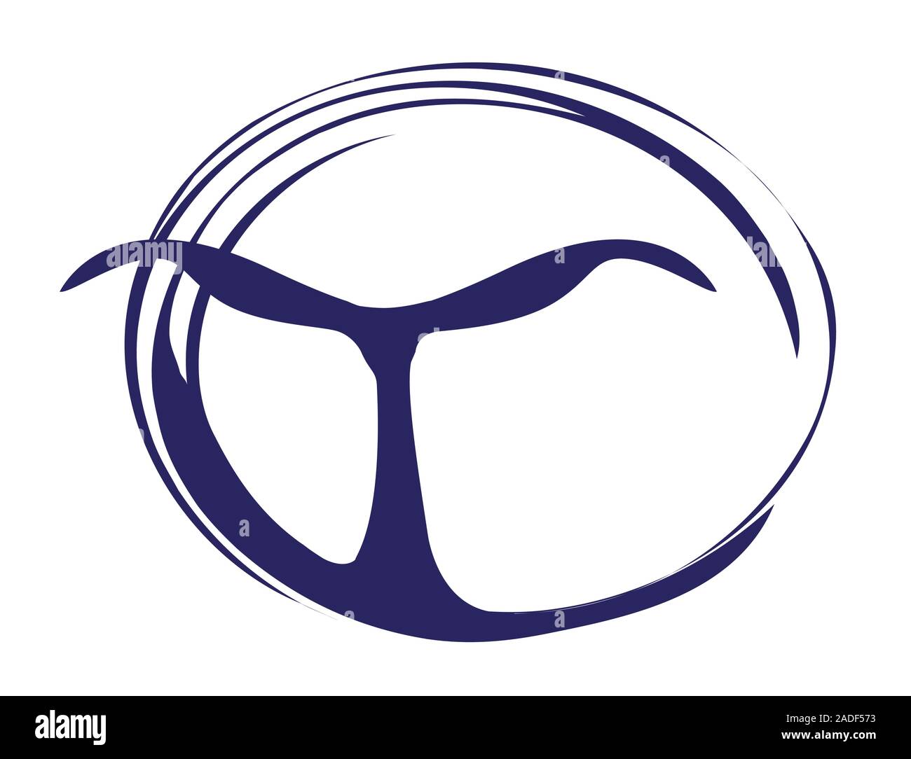 An abstract cartoon whale tail in blue over a white background Stock ...