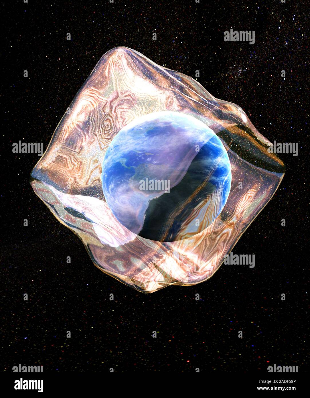 Earth in ice. Conceptual computer artwork of Earth trapped inside an ...