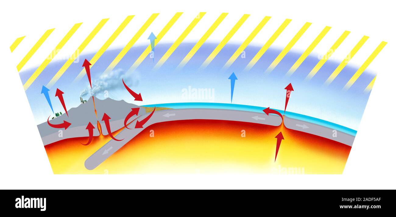 Carbon cycle. Artwork illustrating the global carbon cycle. Carbon is ...