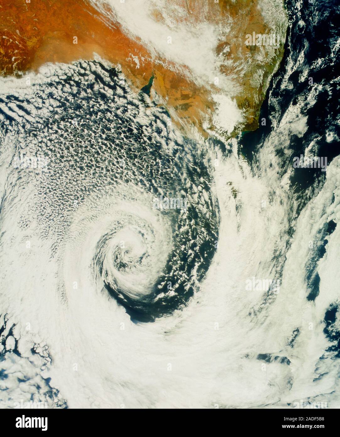 Low-pressure weather system. Satellite image of low-pressure ...