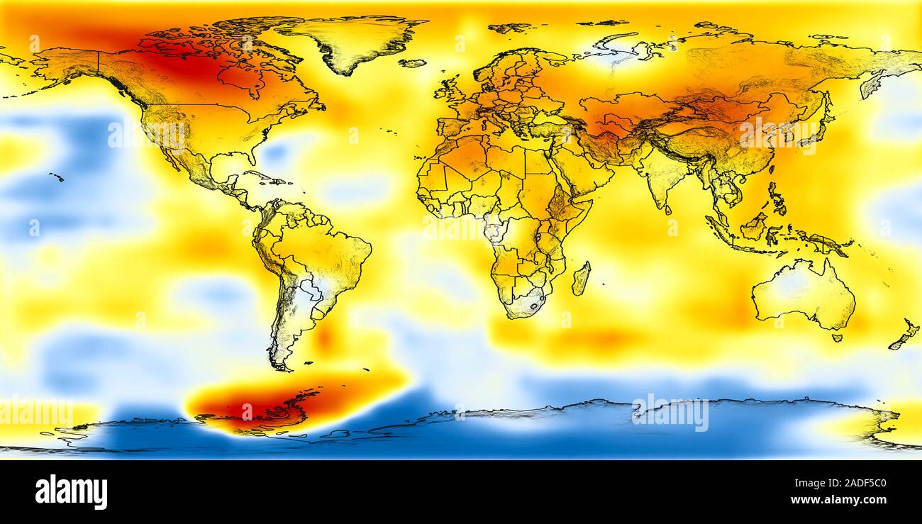 Global temperature anomalies. Illustration showing average global ...