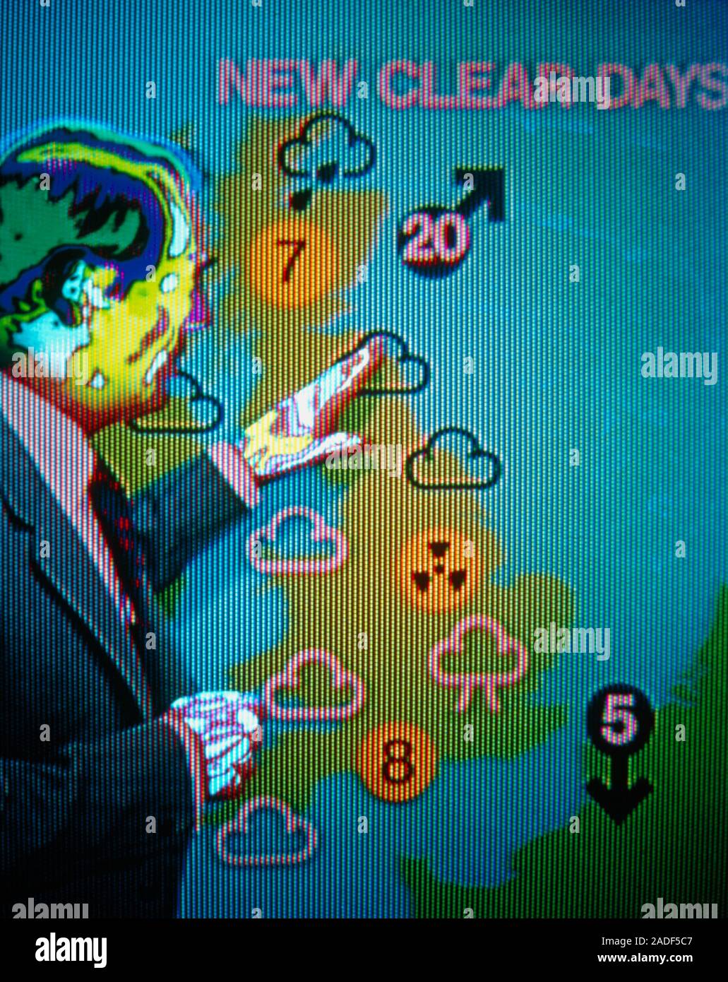 Thermogram of a television weatherman delivering the weather news Stock ...
