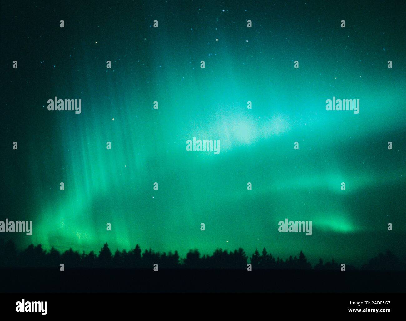 Aurora Borealis. Spectacular blue-green display of the Aurora Borealis ...
