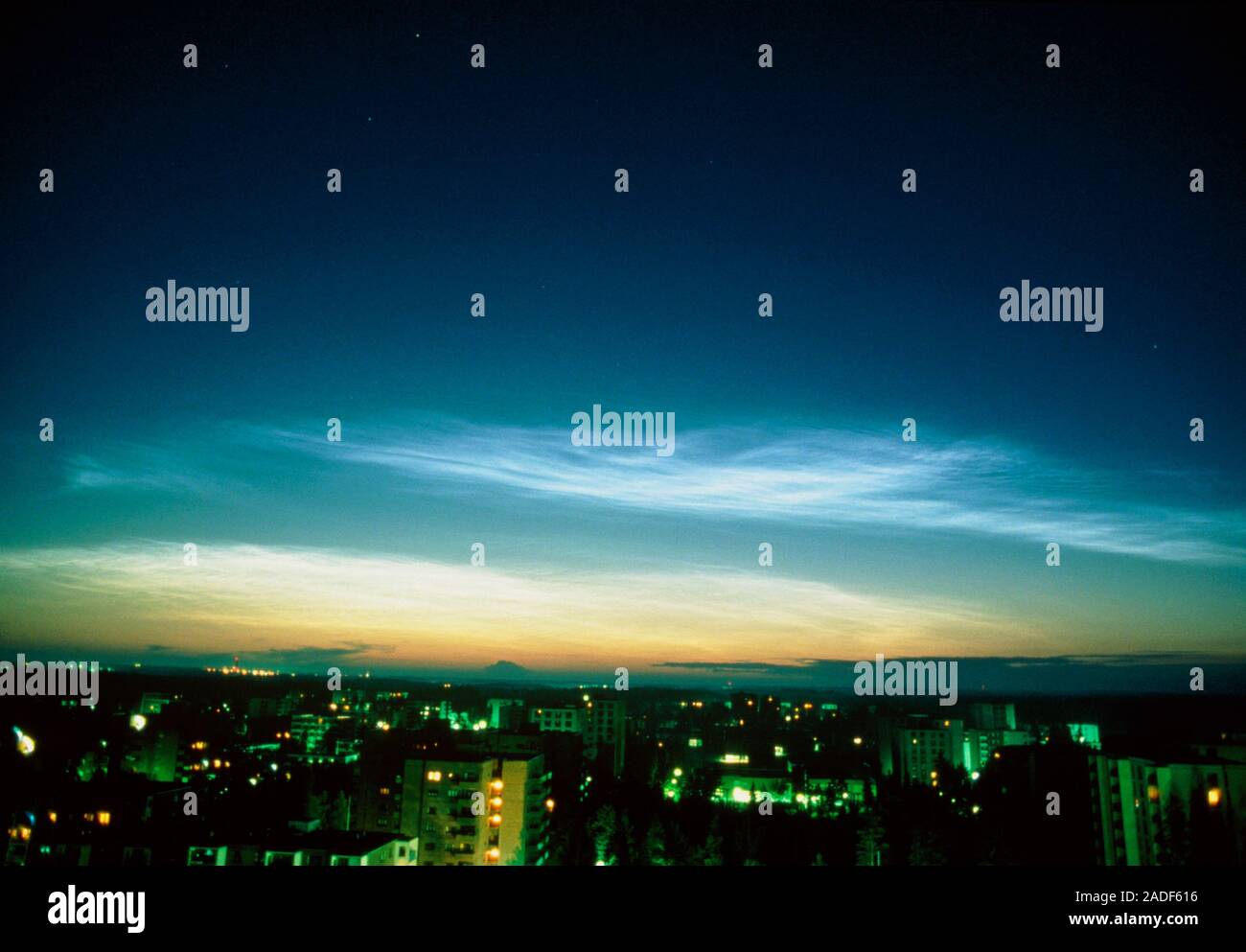 Noctilucent clouds. These bright displays are seen in the middle of the ...