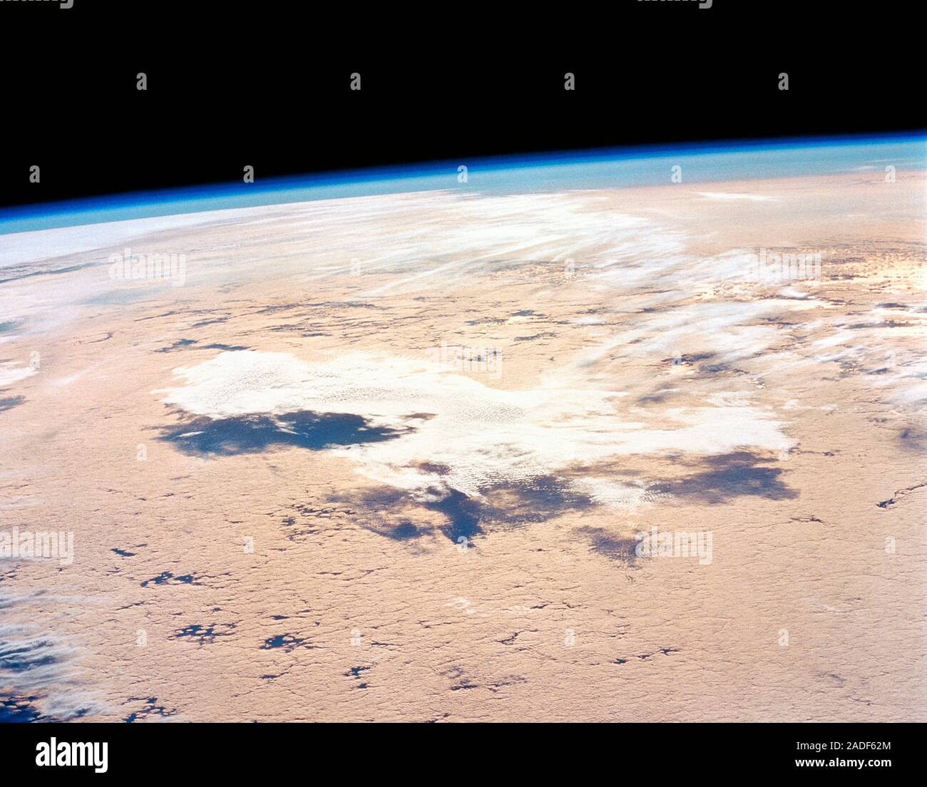 Double layer of cloud. Two layers of cloud seen from a space shuttle in ...