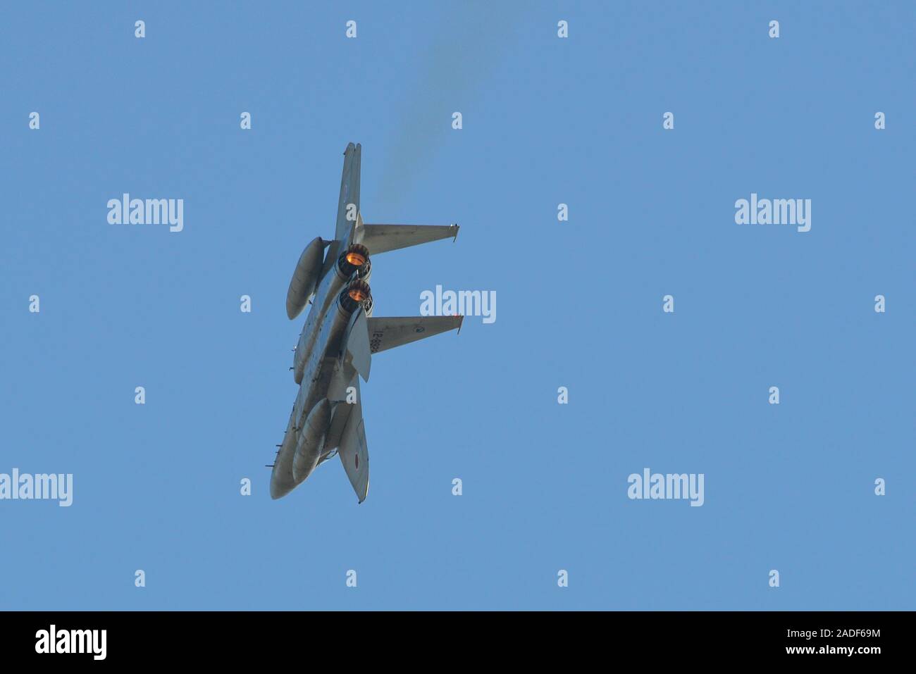 Military aircraft (fighter jet) flying for display in sunny day Stock ...