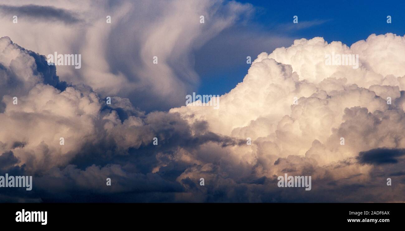 Thunder clouds showing anvil formation. Thunderclouds are large and ...