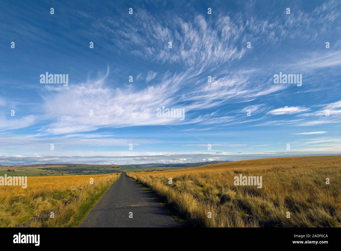 Cirrus clouds. Photographed at Dunterley Fell, Northumberland, UK Stock ...