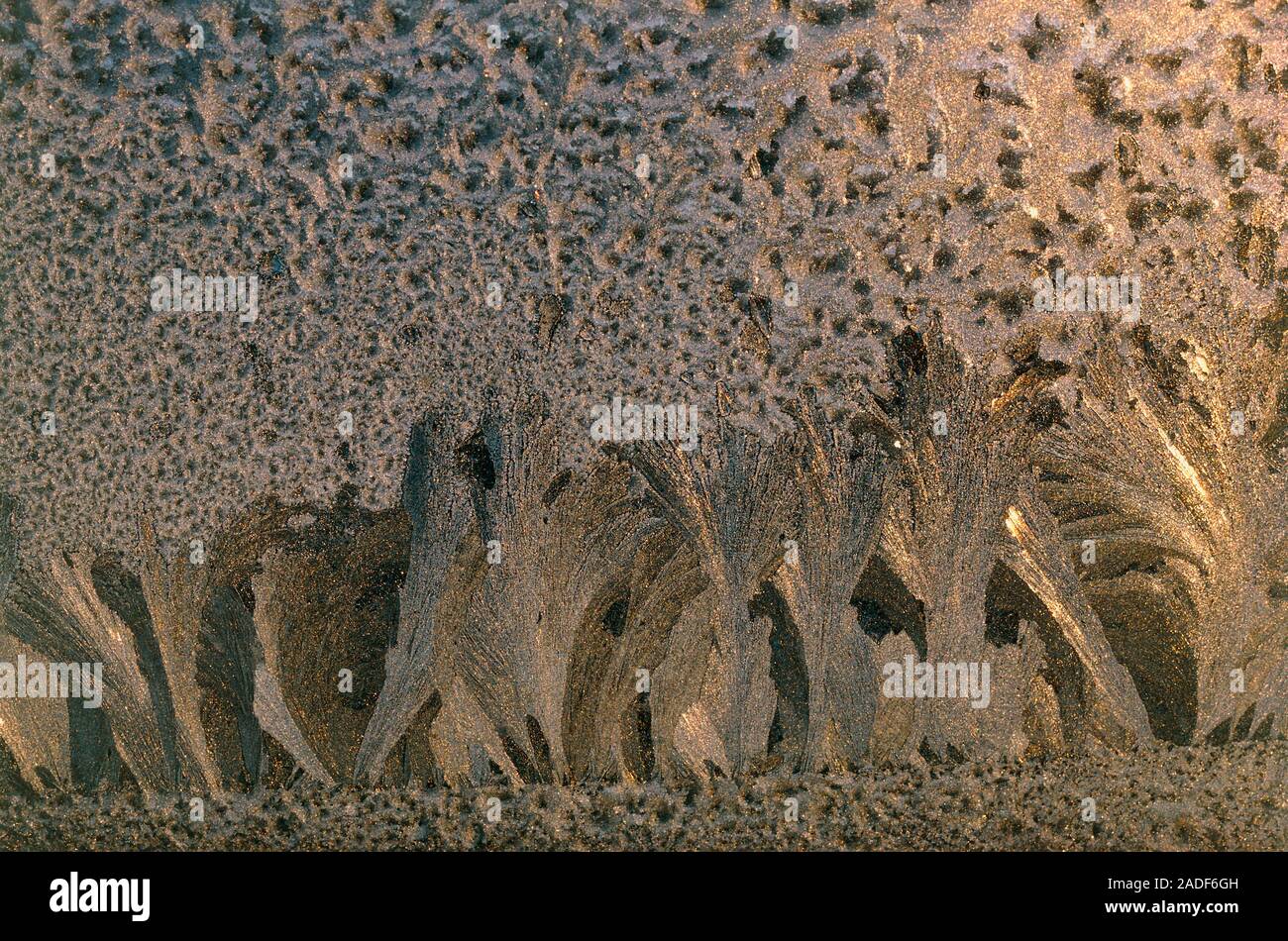 Snow crystals formed on the surface of a window Stock Photo - Alamy