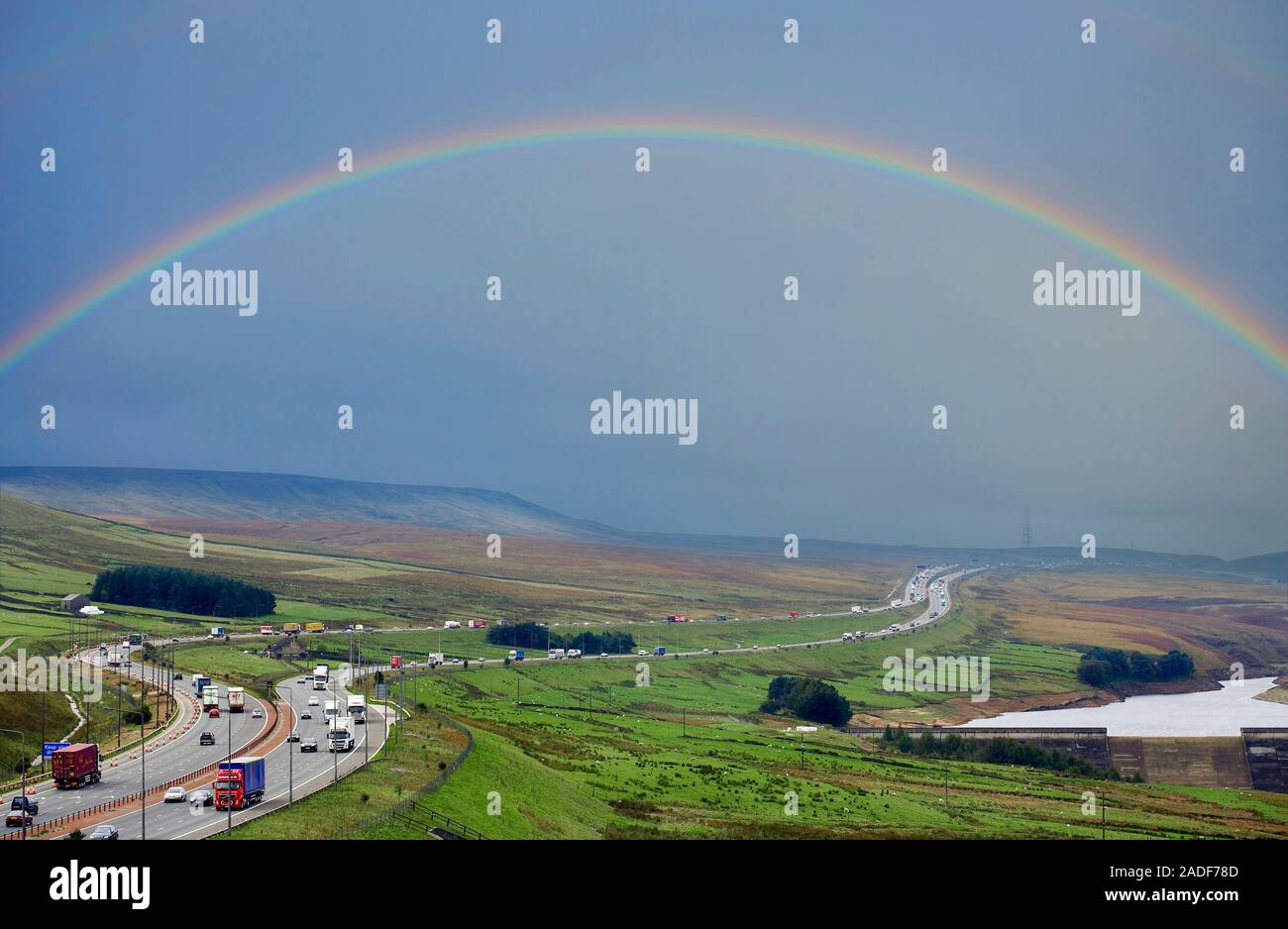 Rainbow over a motorway Stock Photo - Alamy